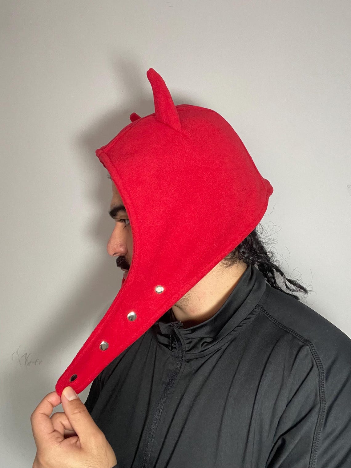 Red Devil Horn Hat With Snap Closure – Cozy Fleece Costume Hat, Unisex ...