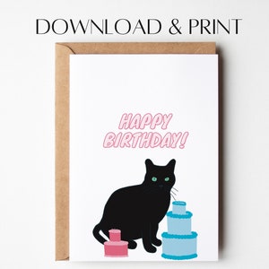 Cat Birthday Card Printable Birthday Card Funny Birthday Card Instant ...