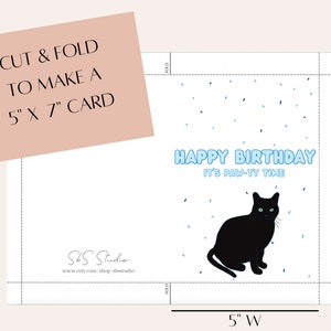 Cat Birthday Card Printable Birthday Card Funny Birthday Card Instant ...