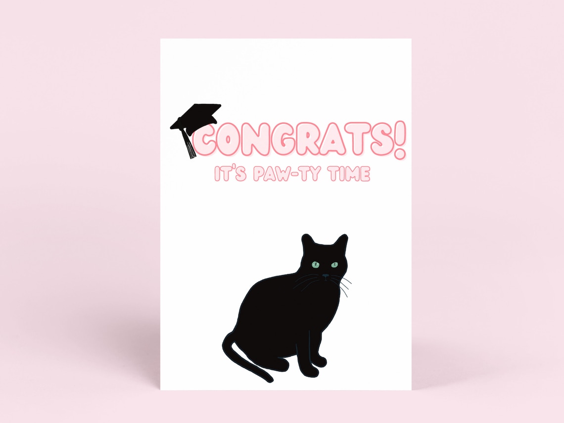 Cat Graduation Card | Funny Graduation Card | Printable Cat Card ...