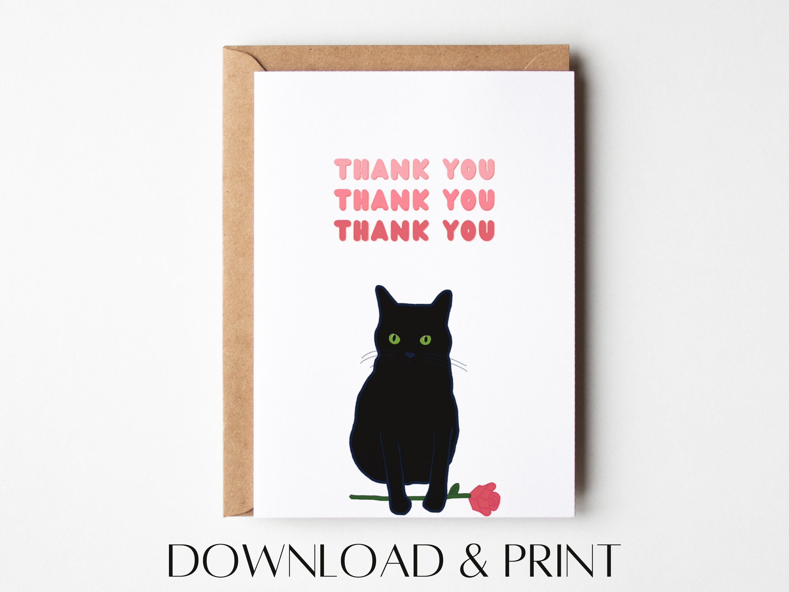 Cat Thank You Card | Funny Thank You Card | Printable Cat Card ...