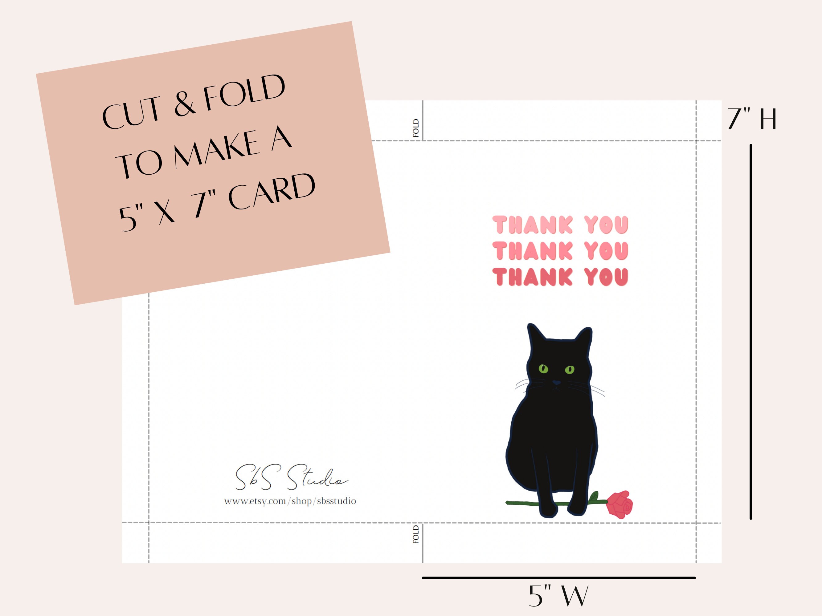 Cat Thank You Card | Funny Thank You Card | Printable Cat Card ...