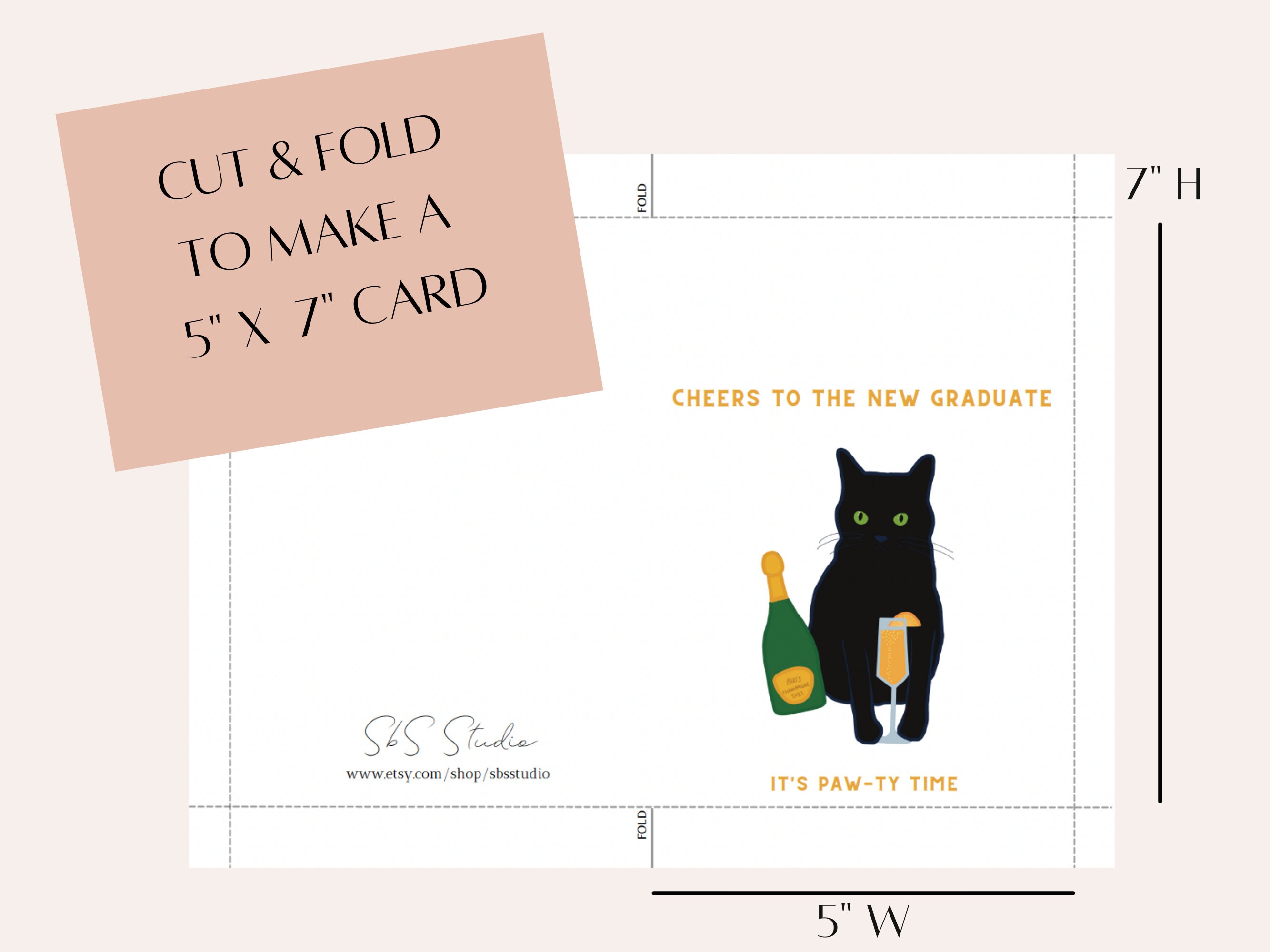 Cat Graduation Card Funny Graduation Card Printable Cat - Etsy