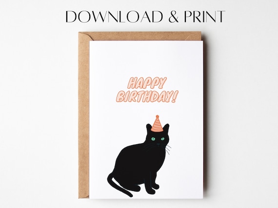 Cat Birthday Card Printable Birthday Card Funny Birthday | Etsy