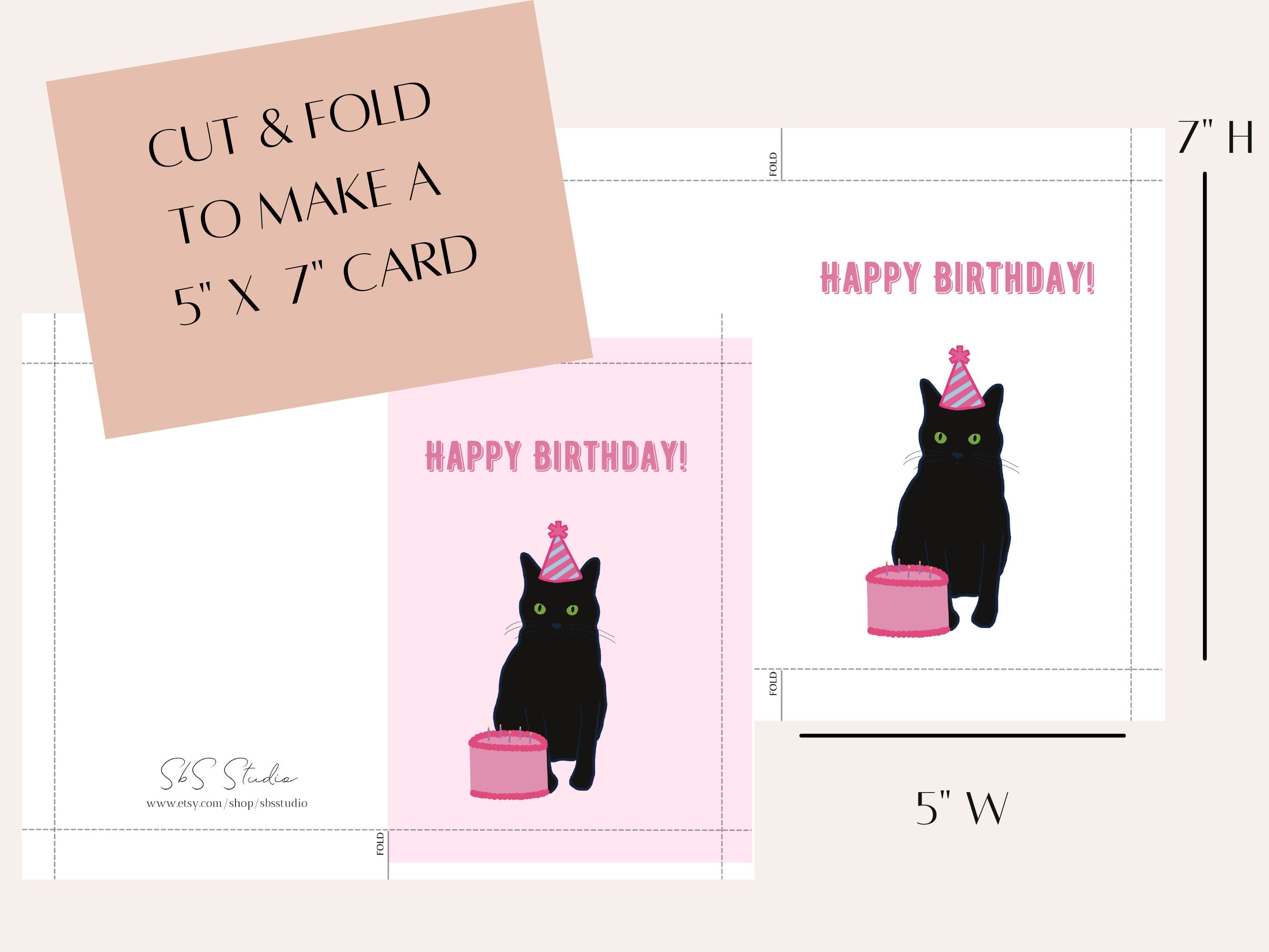 Cat Birthday Card | Printable Birthday Card | Funny Birthday Card ...