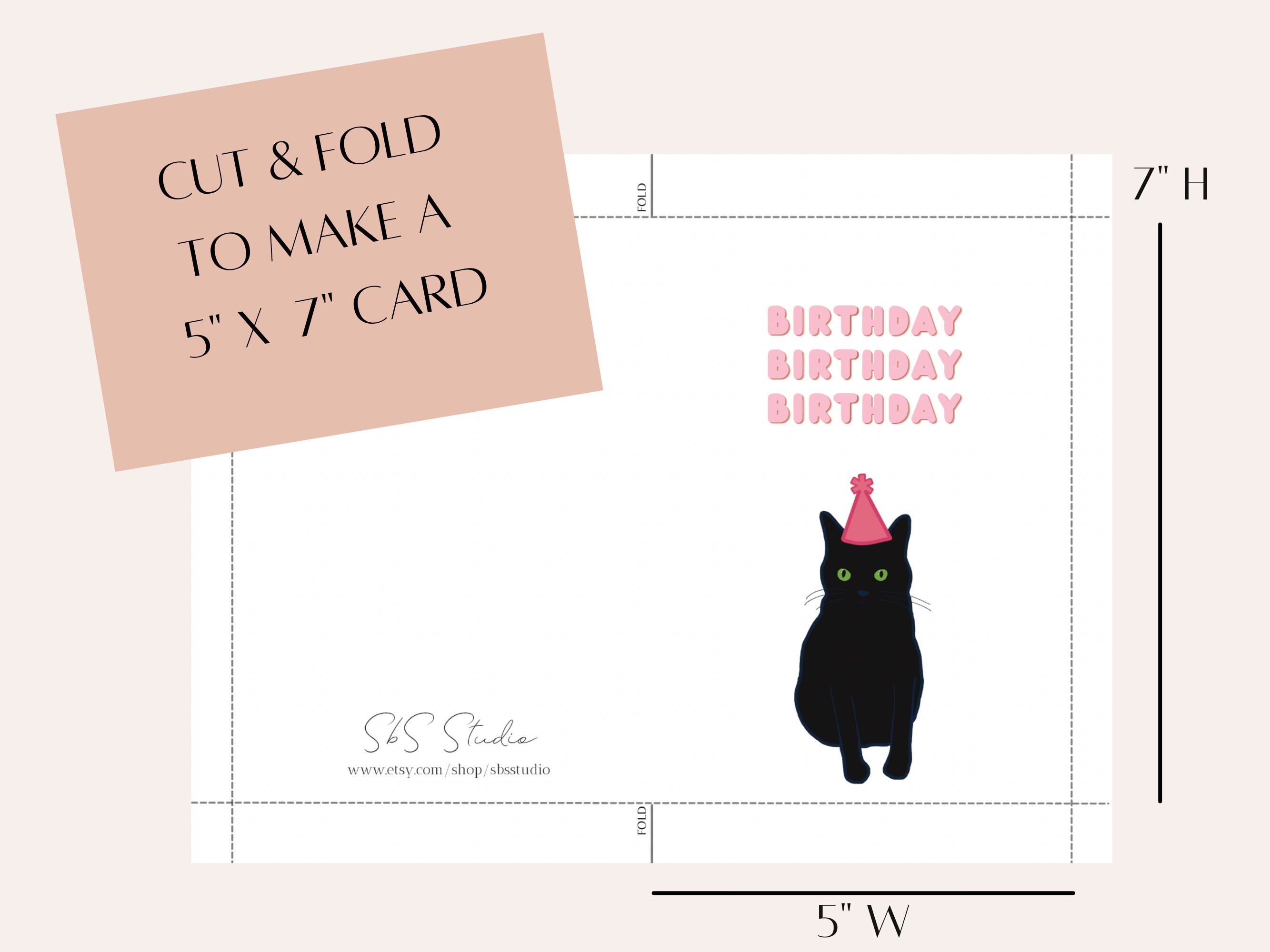 Cat Birthday Card | Printable Birthday Card | Funny Birthday Card ...