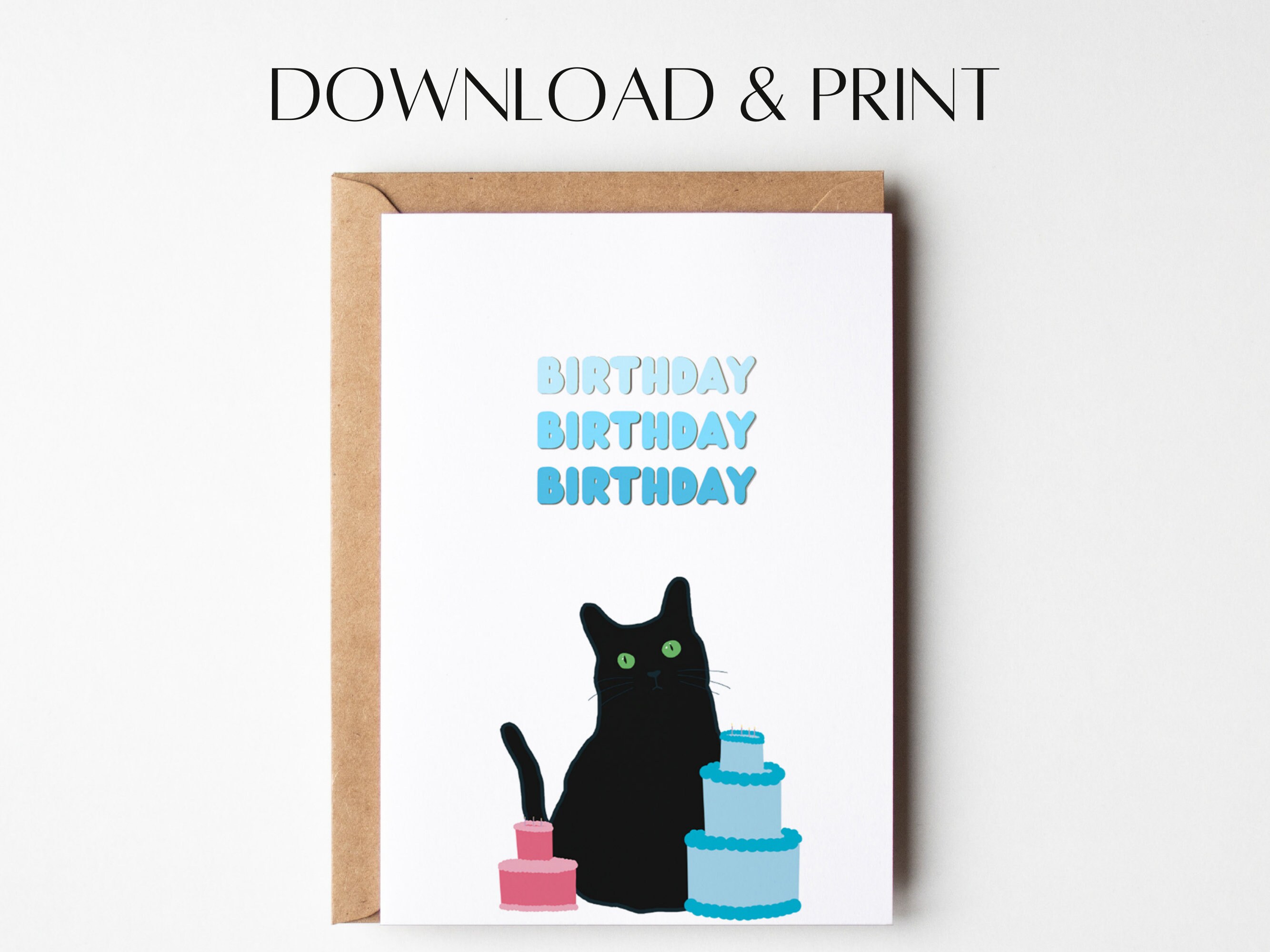 Cat Birthday Card | Printable Birthday Card | Funny Birthday Card ...