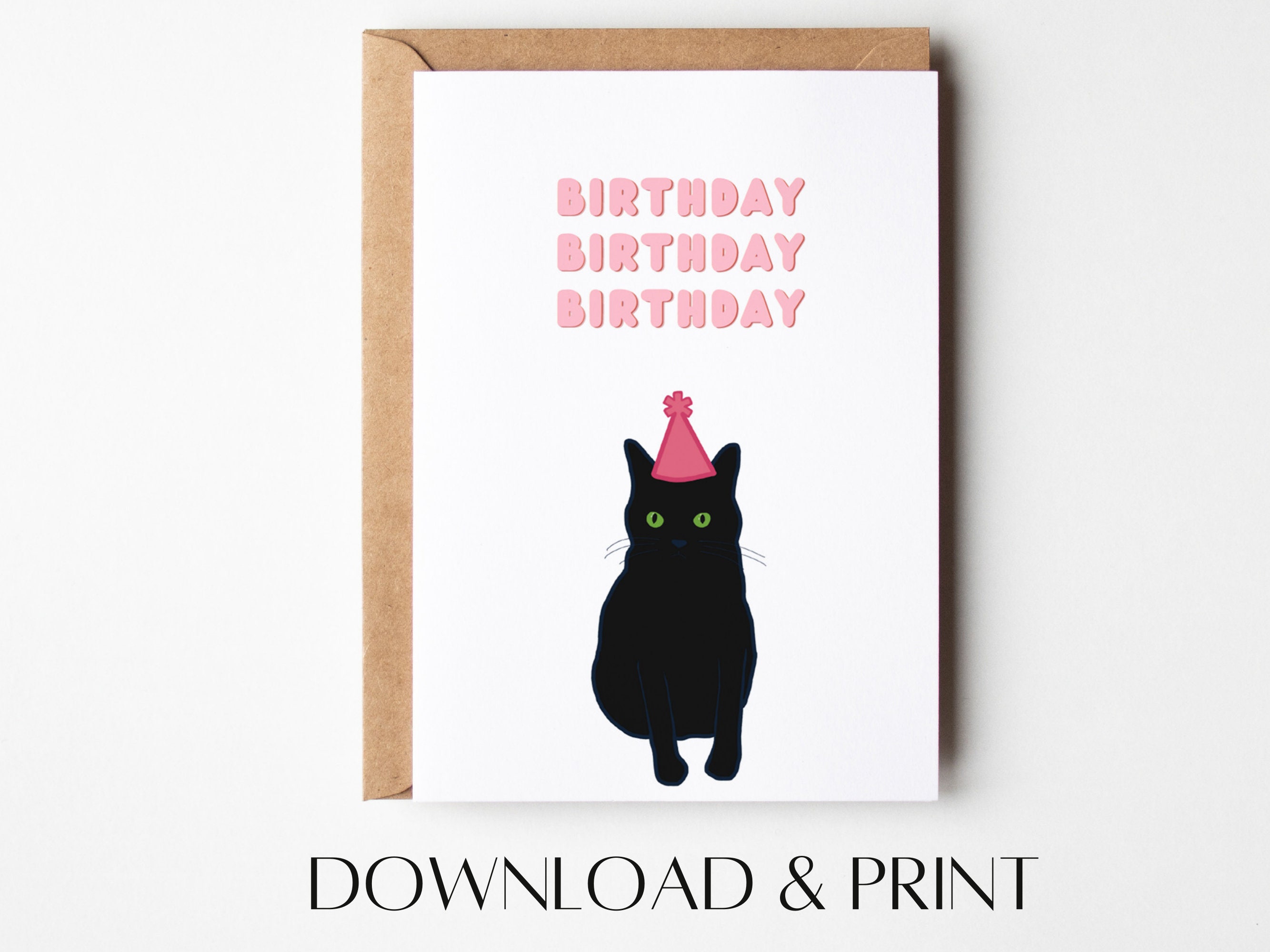 Cat Birthday Card | Printable Birthday Card | Funny Birthday Card ...