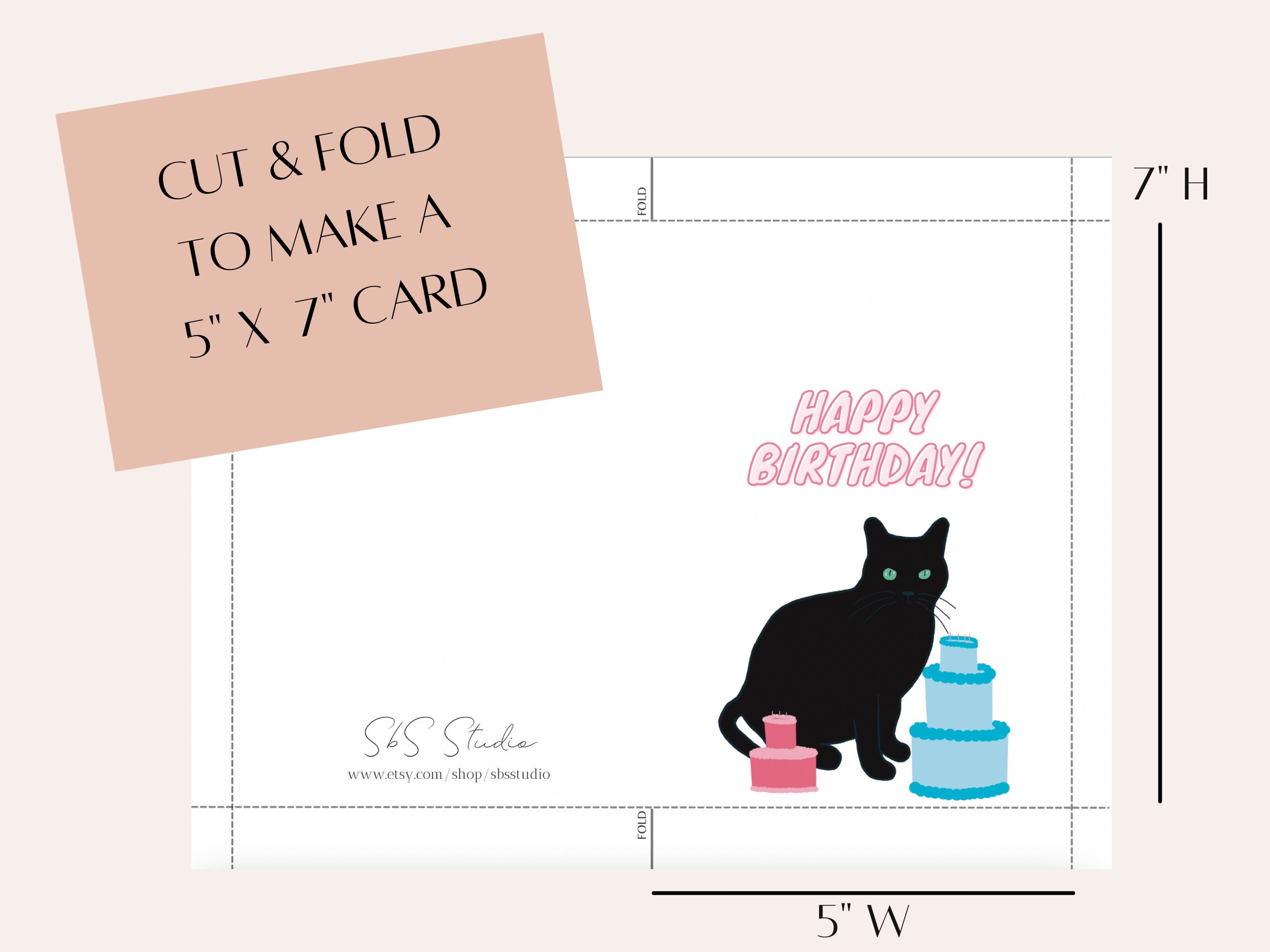 Cat Birthday Card Printable Birthday Card Funny Birthday Card Instant ...