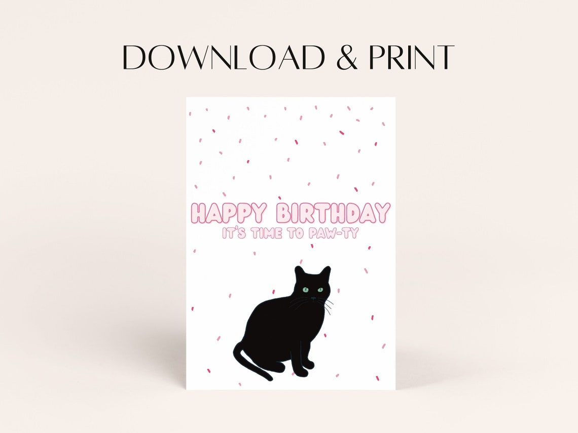 Cat Birthday Card | Printable Birthday Card | Funny Birthday Card ...