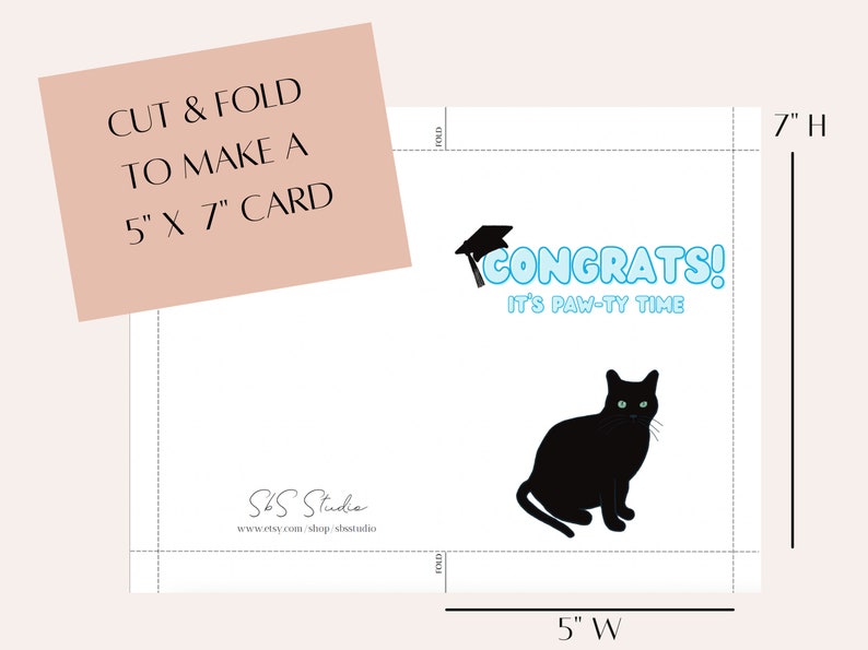 Cat Graduation Card | Funny Graduation Card | Printable Cat Card ...