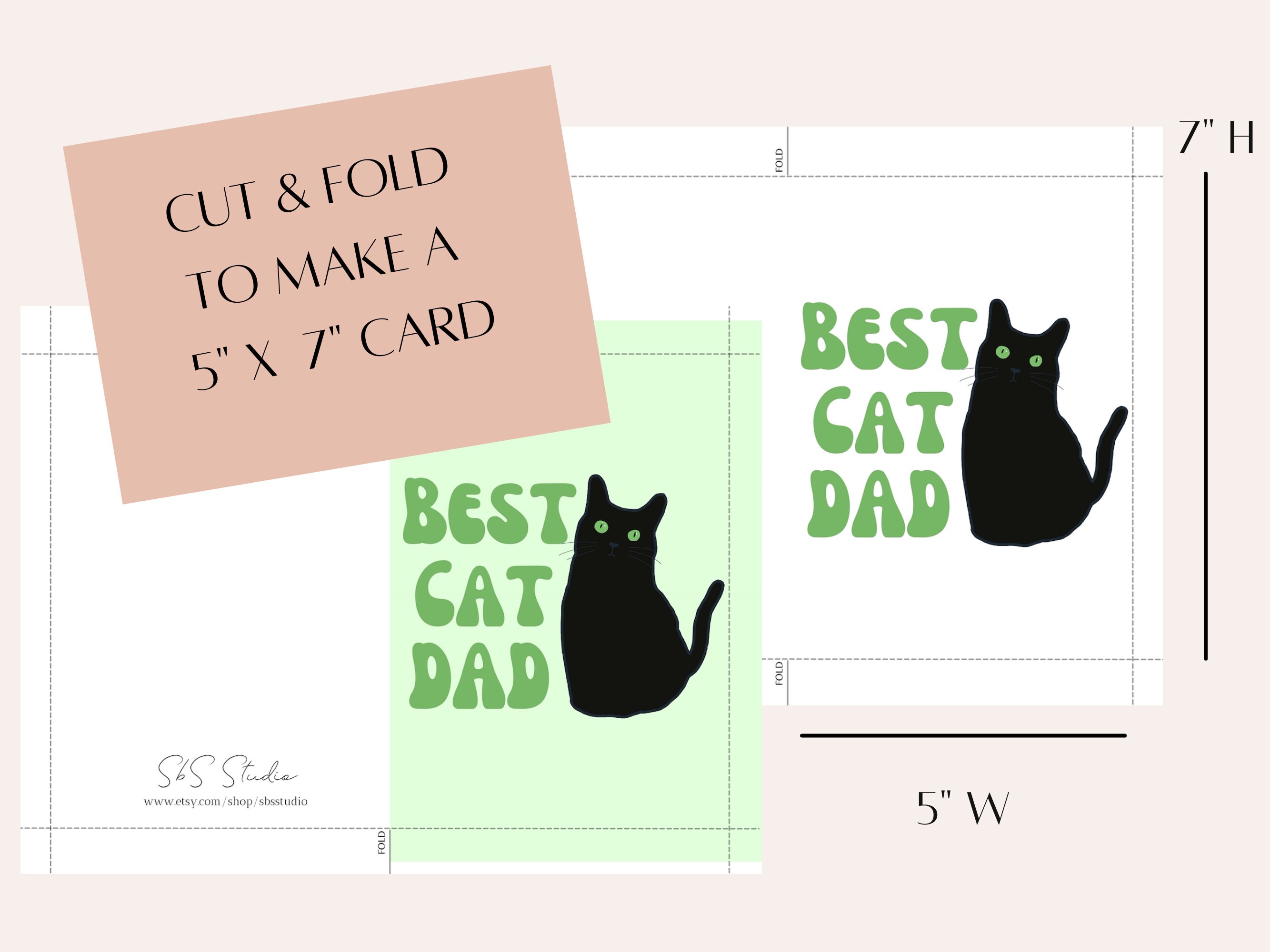 Best Cat Dad | Printable Father's Day Card | Funny Father's Day Card ...