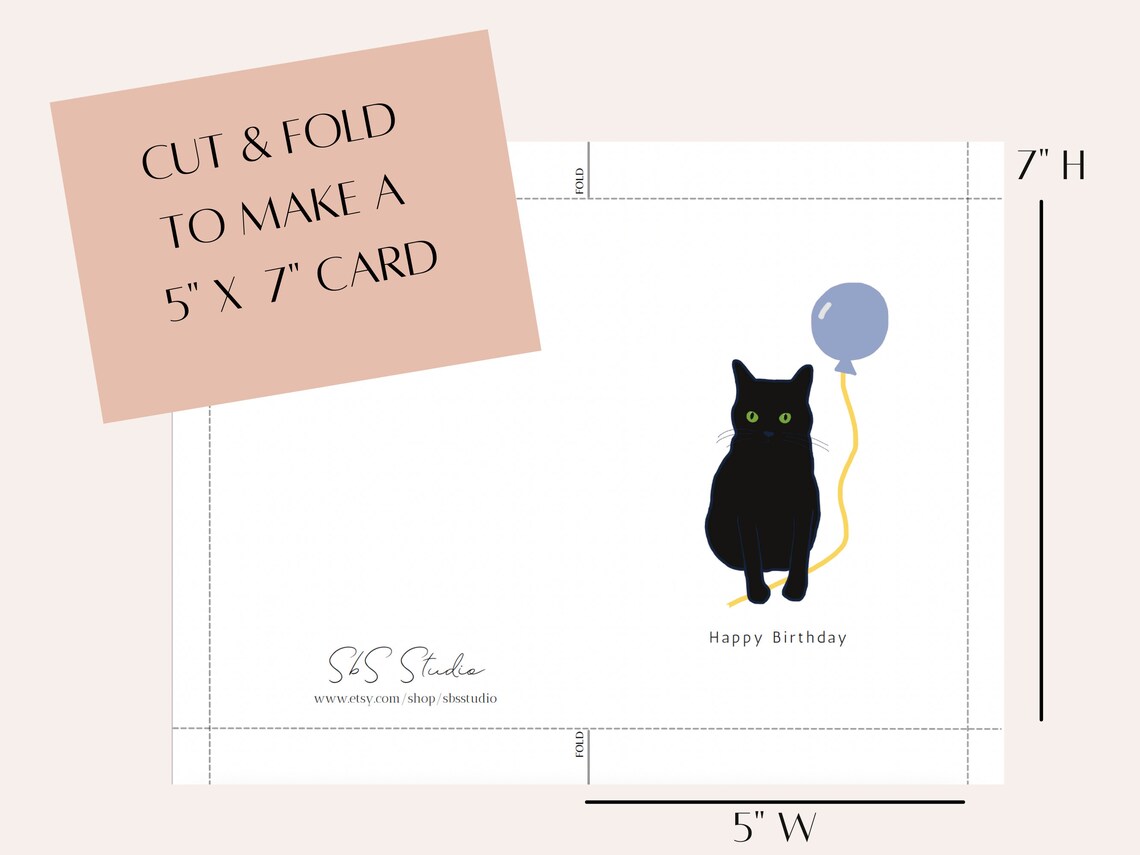 Cat Birthday Card | Printable Birthday Card | Funny Birthday Card ...