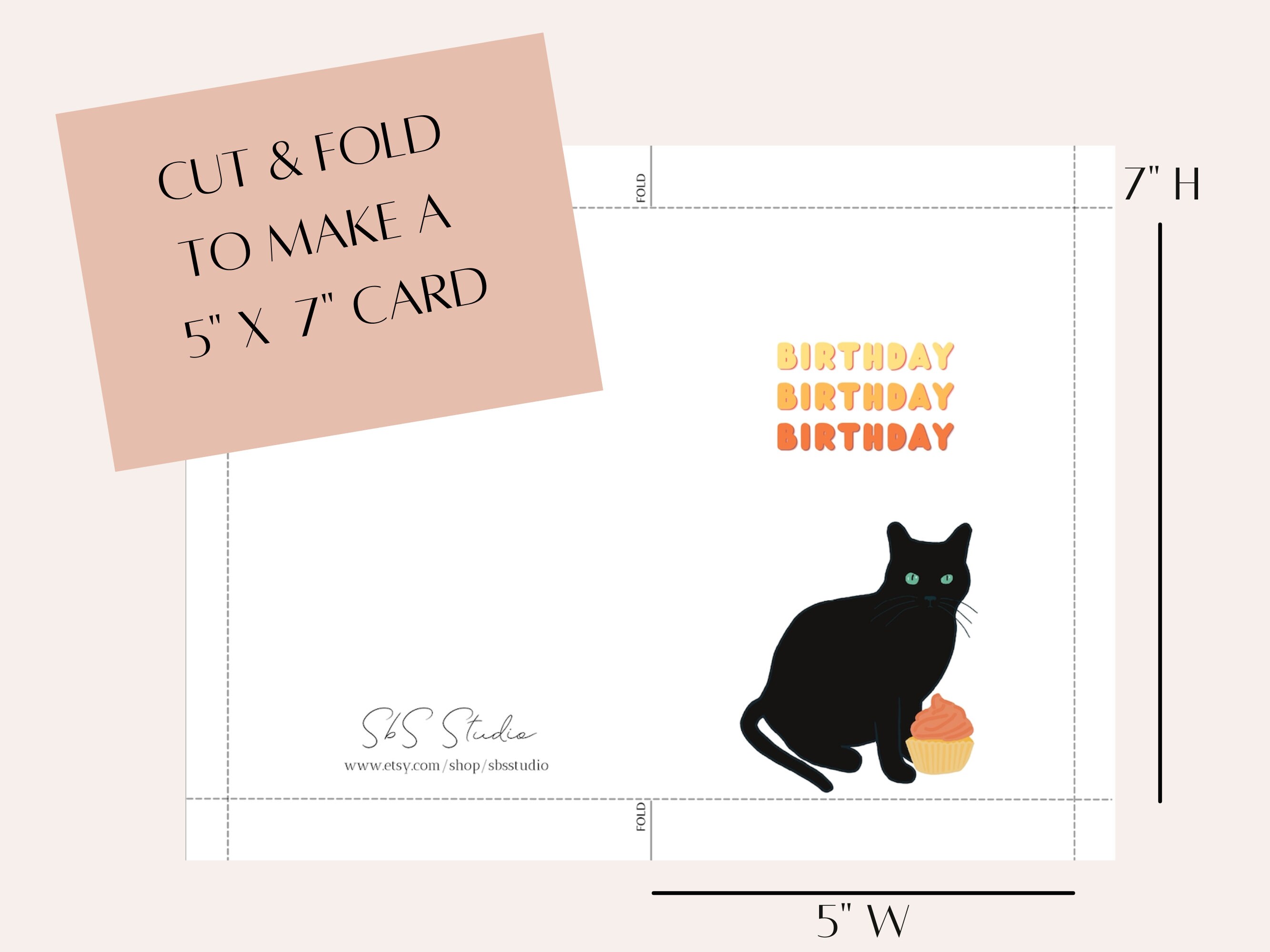 Cat Birthday Card | Printable Birthday Card | Funny Birthday Card ...