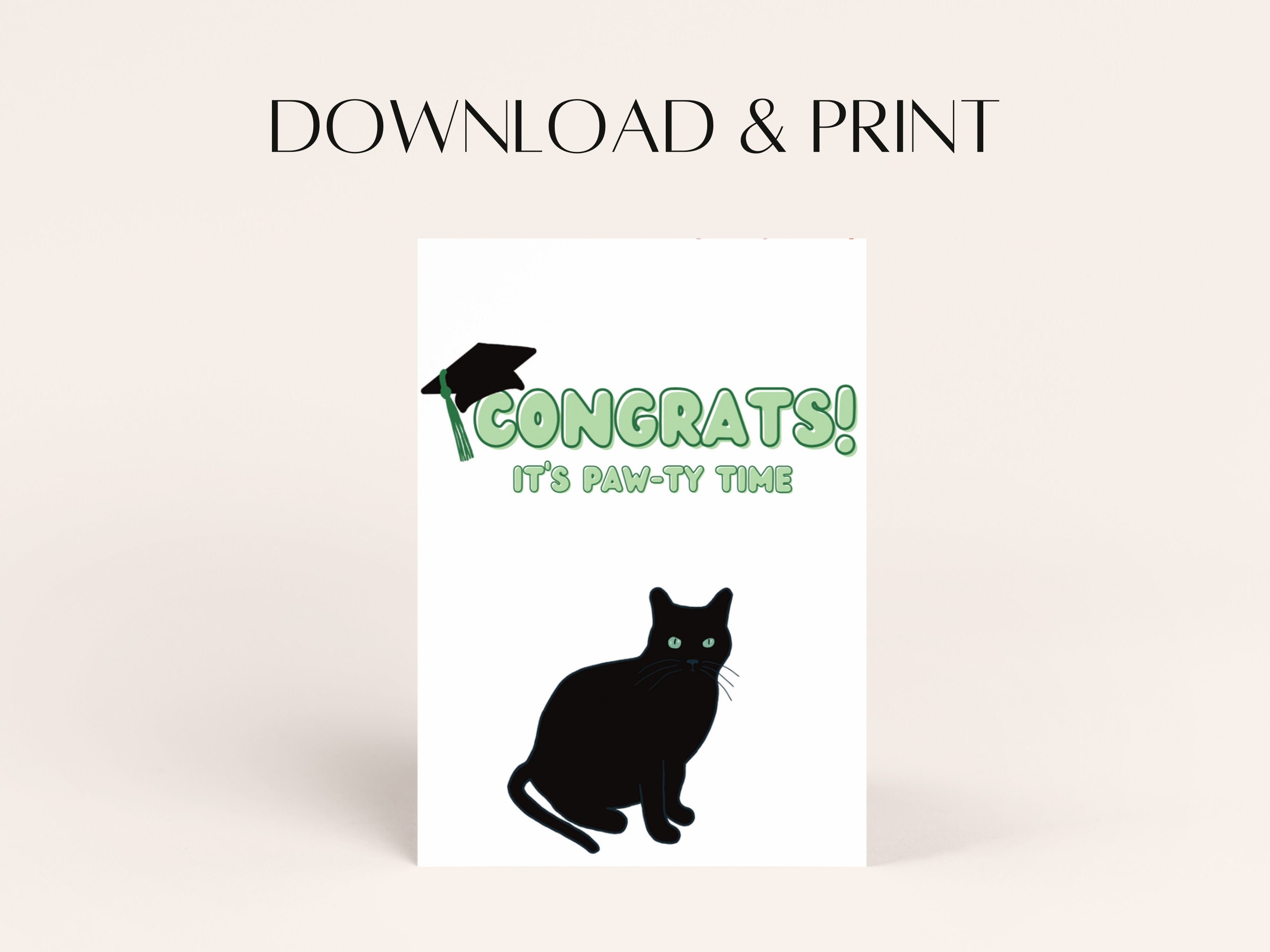 Cat Graduation Card | Funny Graduation Card | Printable Card | Instant ...
