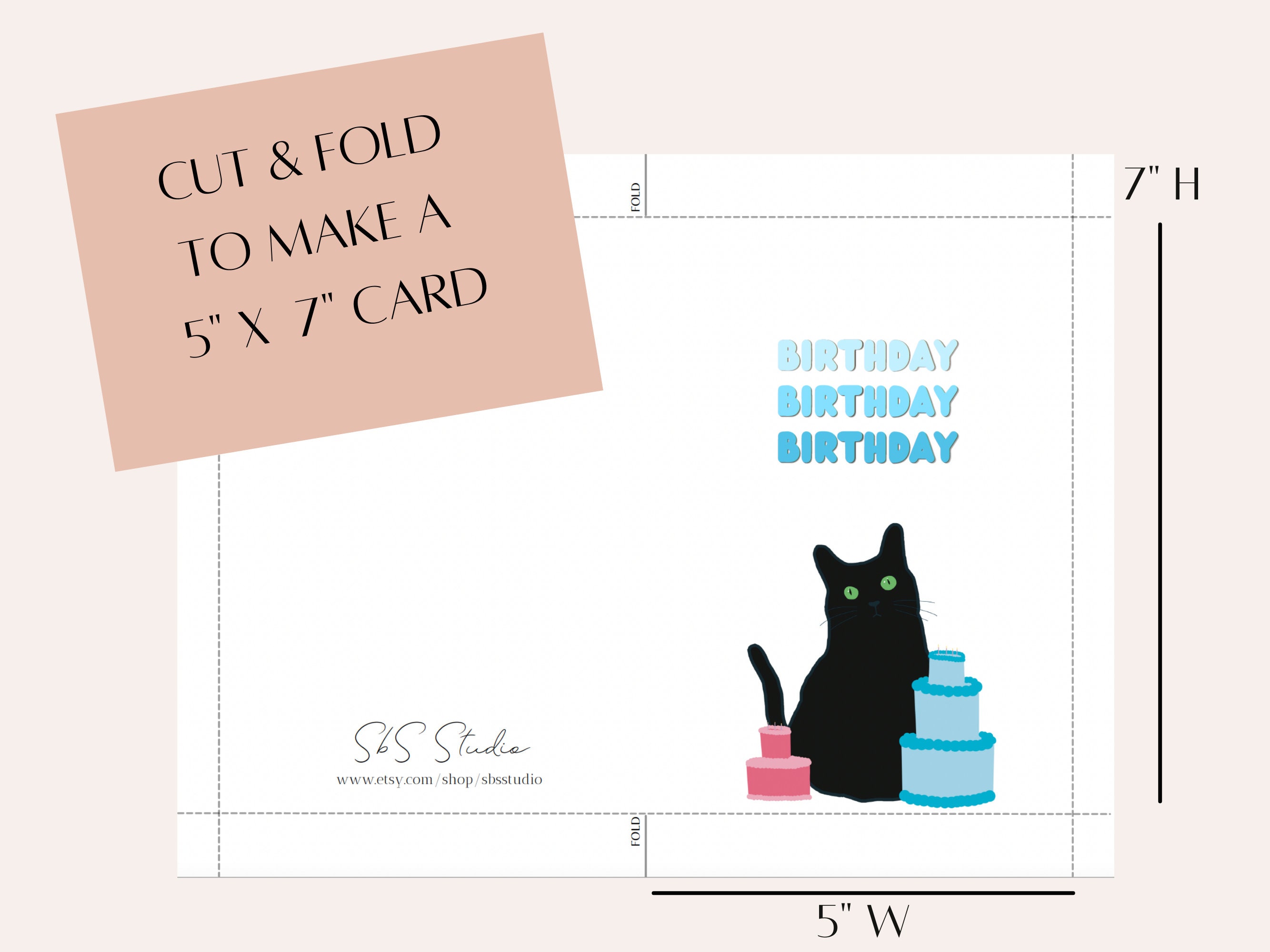 Cat Birthday Card | Printable Birthday Card | Funny Birthday Card ...
