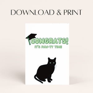 Cat Graduation Card Funny Graduation Card Printable Card | Etsy