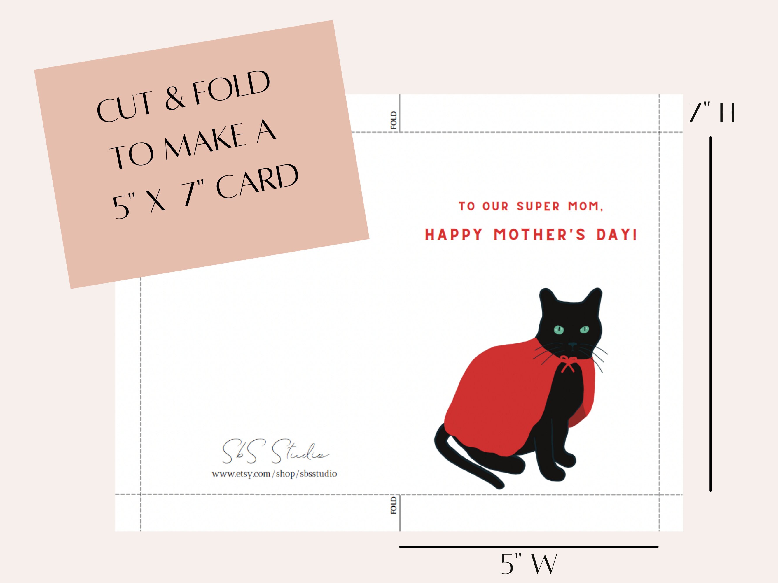 Superhero Mother's Day Card | Cat Mother's Day Card | Printable Mother ...
