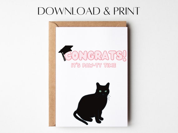 Cat Graduation Card Funny Graduation Card Printable Cat - Etsy