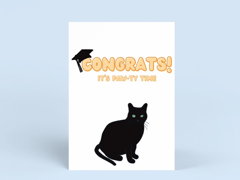 Cat Graduation Card | Funny Graduation Card | Printable Cat Card ...