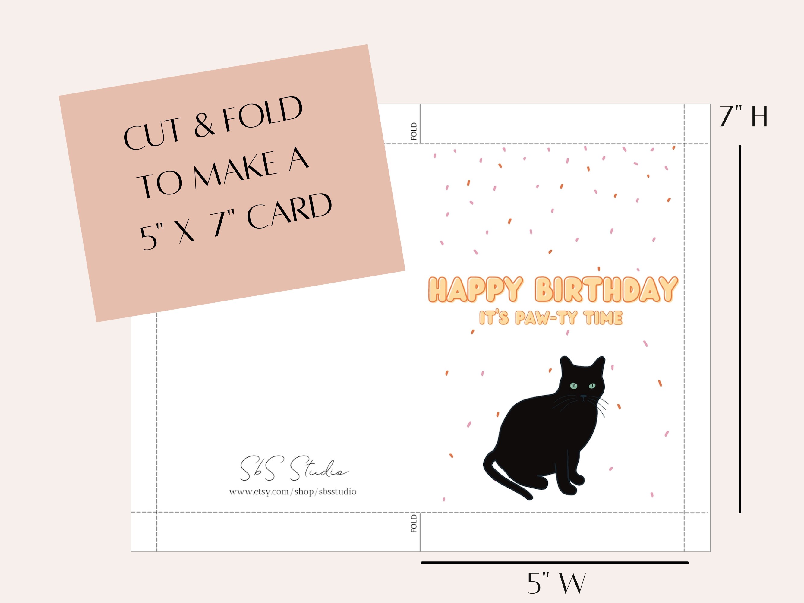 Cat Birthday Card | Printable Birthday Card | Funny Birthday Card ...