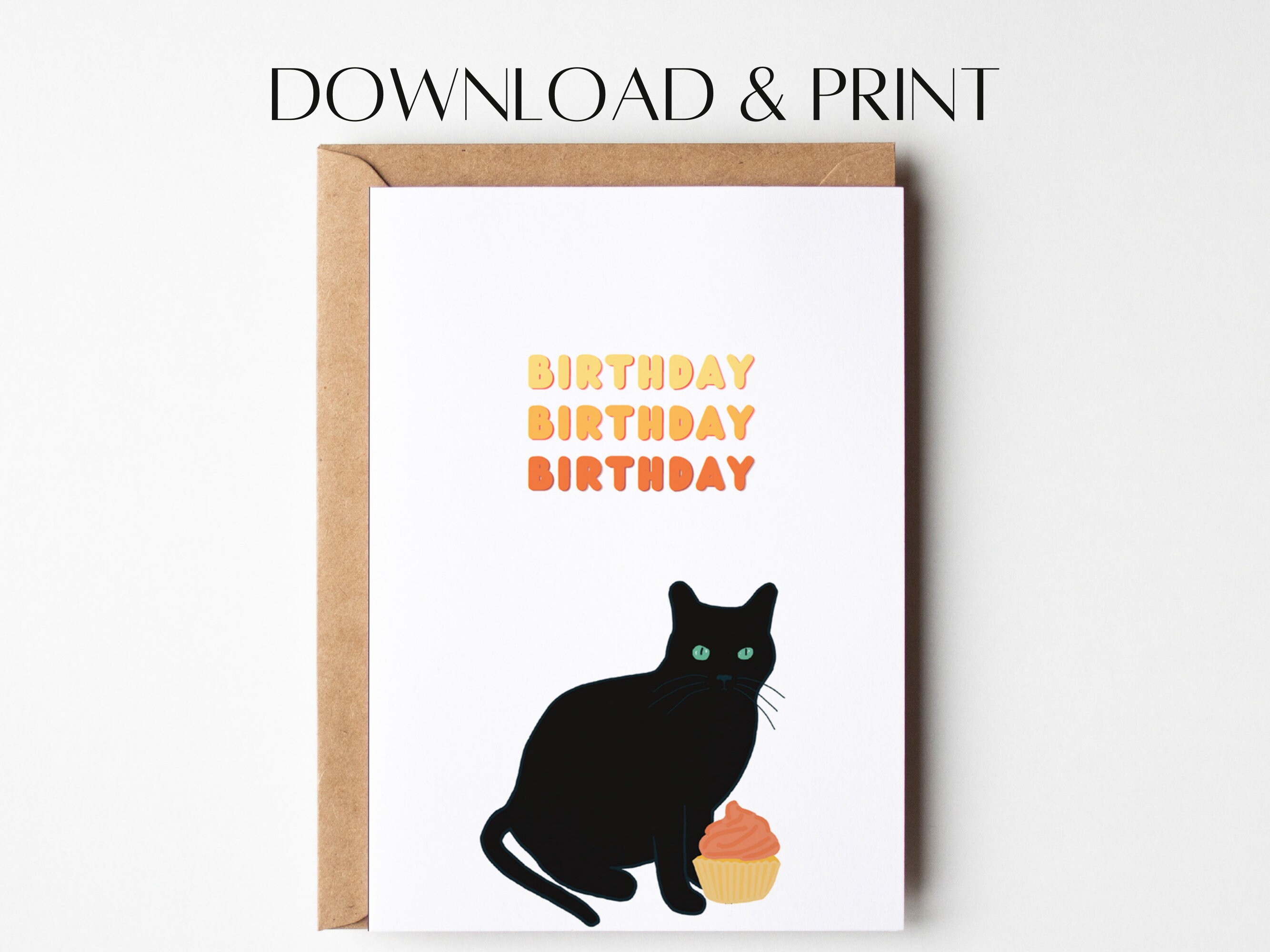 Cat Birthday Card | Printable Birthday Card | Funny Birthday Card ...