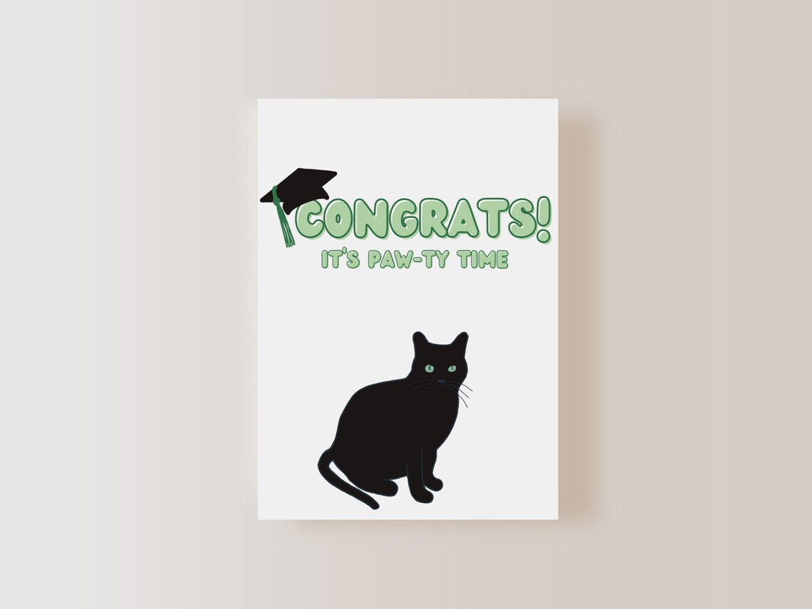 Cat Graduation Card Funny Graduation Card Printable Card | Etsy
