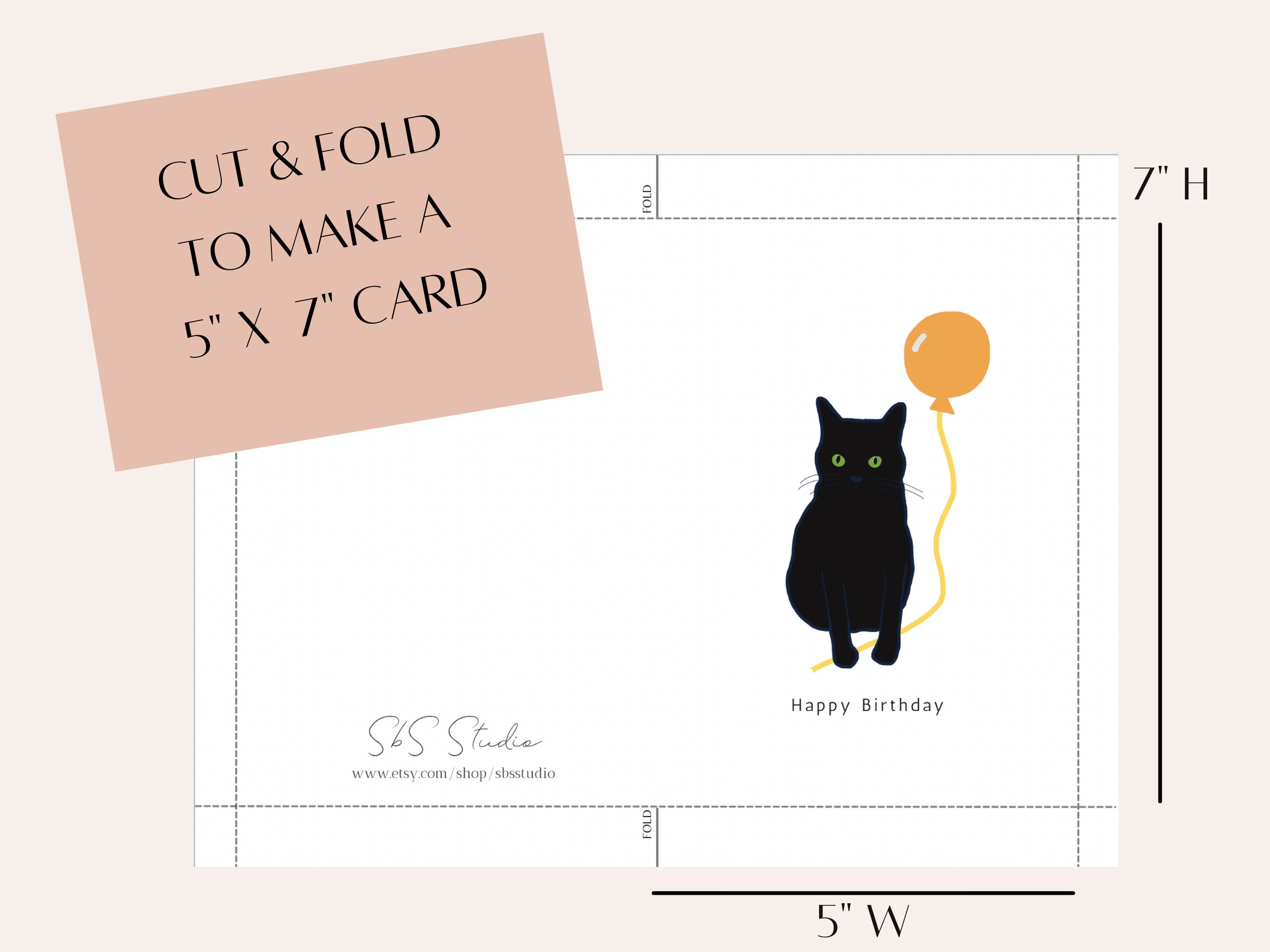 Cat Birthday Card Printable Birthday Card Funny Birthday Card Instant ...