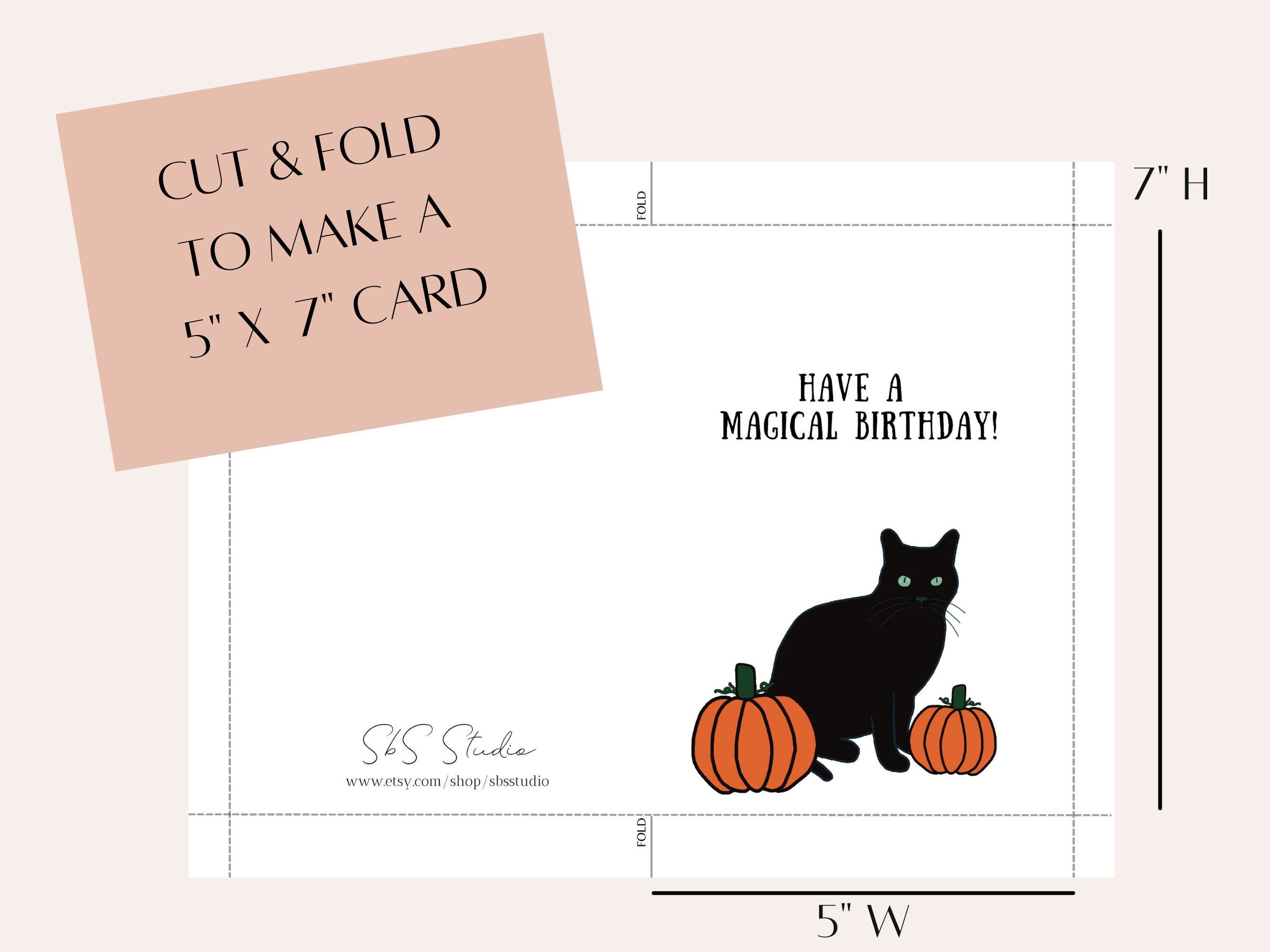 Halloween Birthday Card | Black Cat Birthday Card | Printable Birthday ...