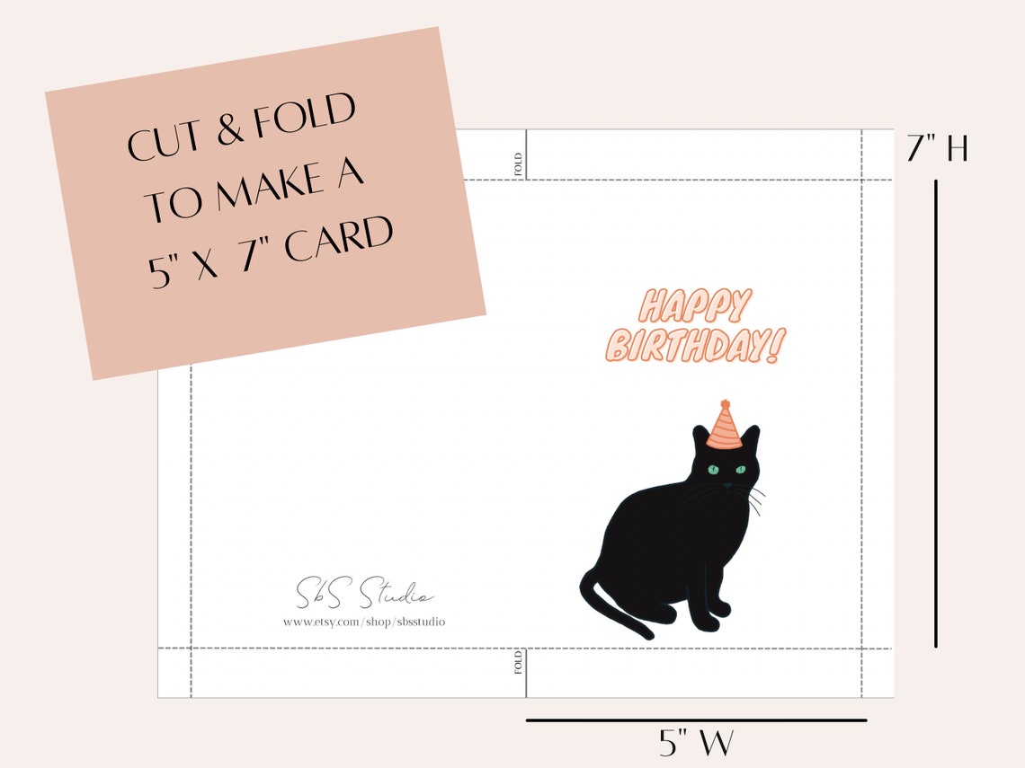 Cat Birthday Card Printable Birthday Card Funny Birthday Card Instant ...