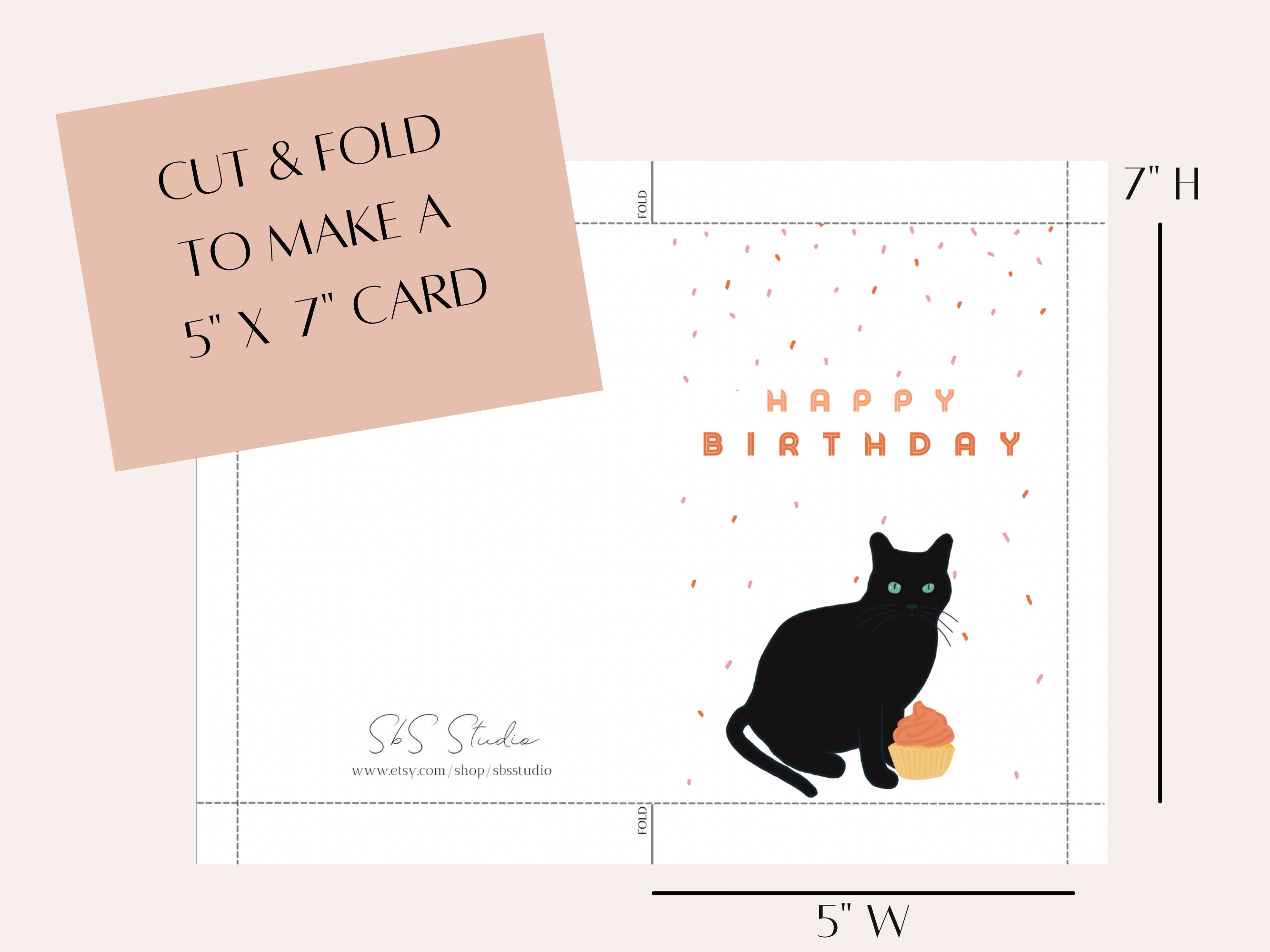 Cat Birthday Card Printable Birthday Card Funny Birthday Card Instant ...
