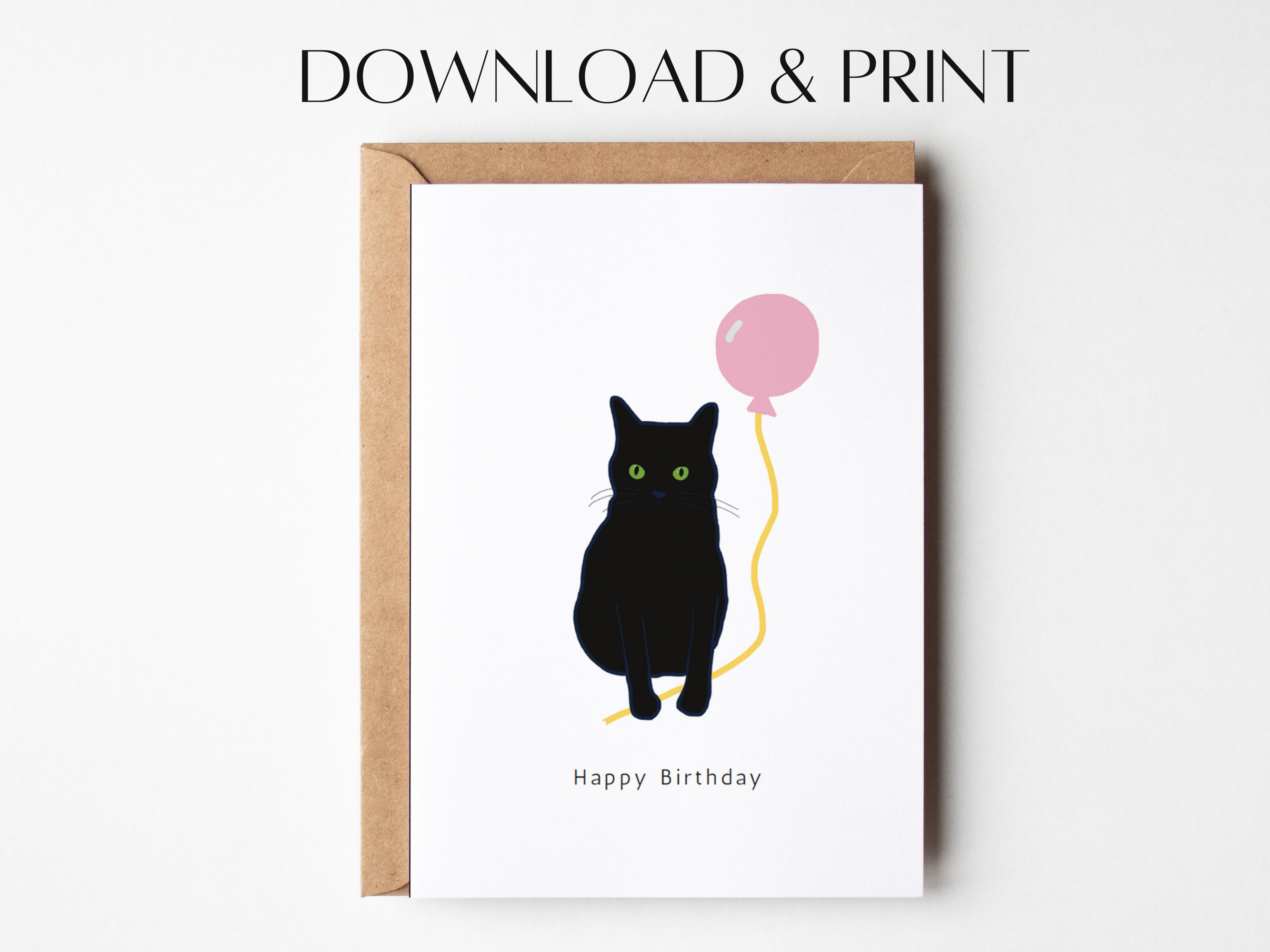 Cat Birthday Card Printable Birthday Card Funny Birthday Card Instant ...