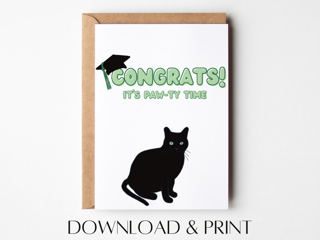 Cat Graduation Card | Funny Graduation Card | Printable Card | Instant ...