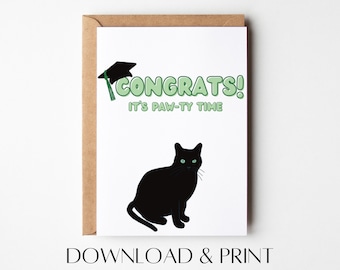 Cat Graduation Card | Funny Graduation Card | Printable Cat Card ...