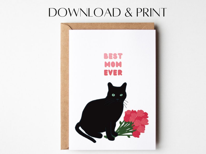 Cat Mother's Day Card: Hand-drawn Design (PDF & JPG) - Etsy