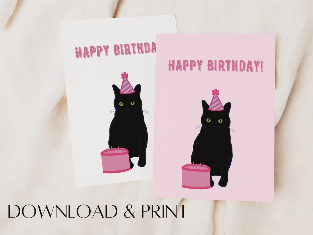 Cat Birthday Card | Printable Birthday Card | Funny Birthday Card ...