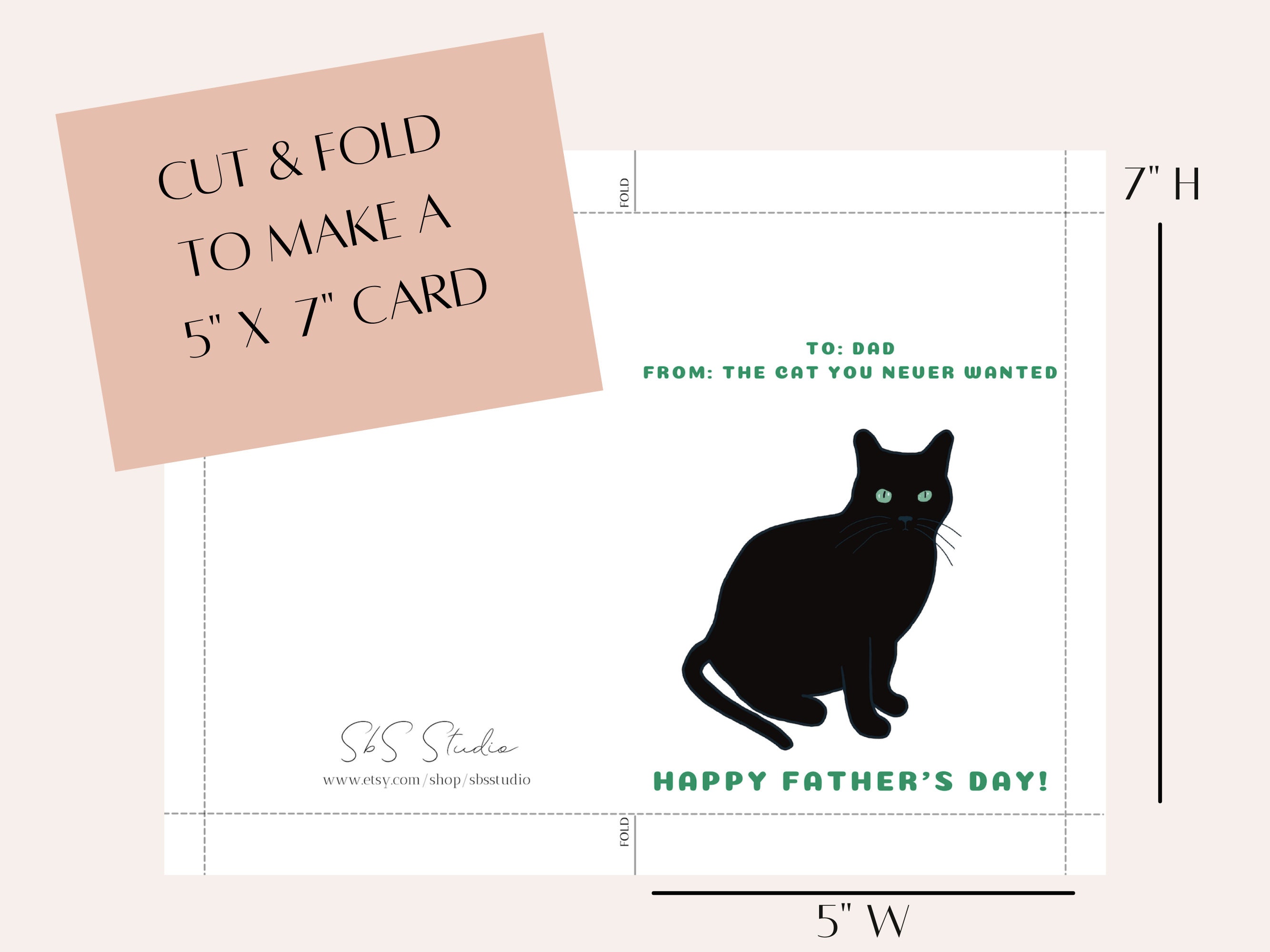 Funny Father's Day Card Cat Father's Day Card Printable Father's Day ...