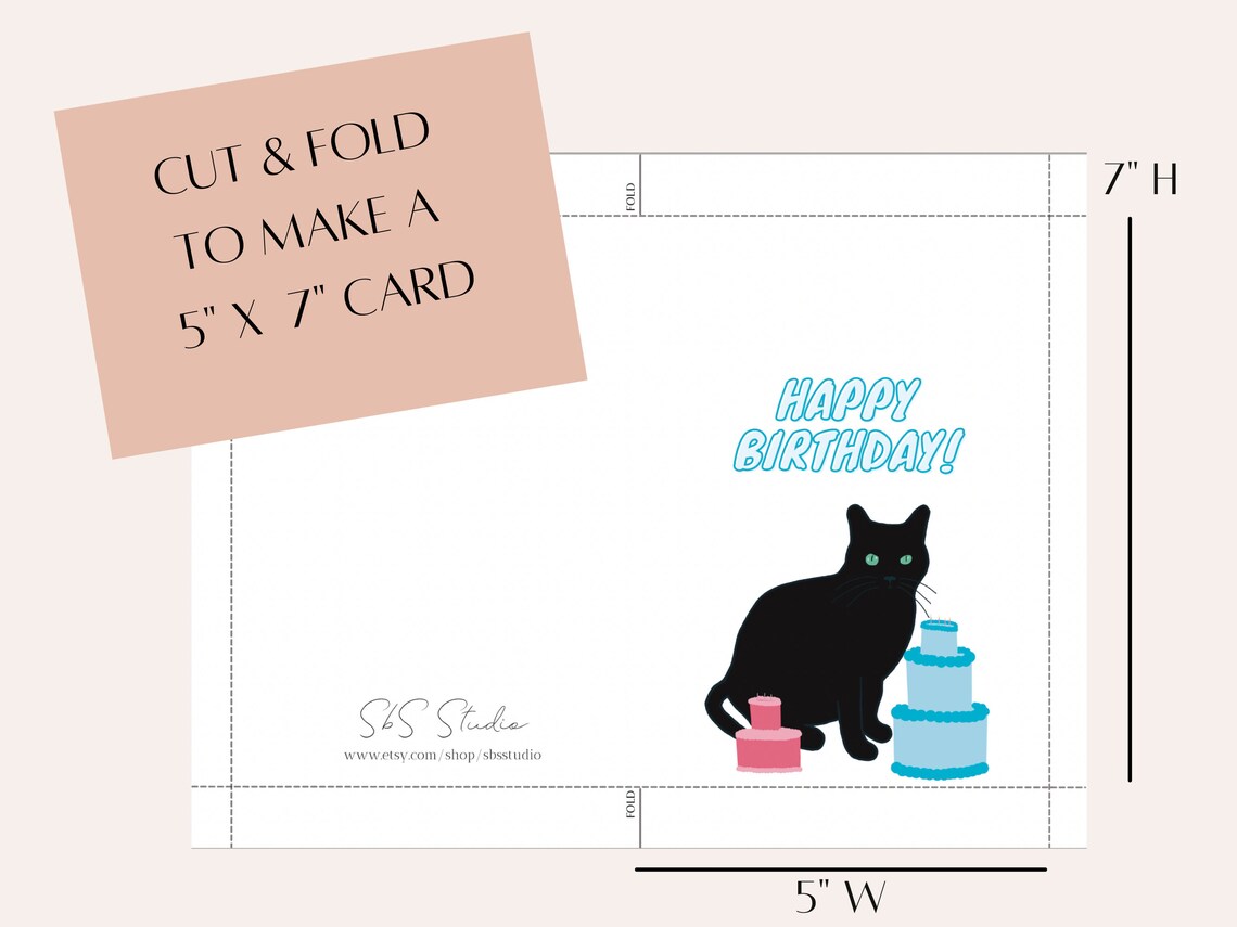 Cat Birthday Card | Printable Birthday Card | Funny Birthday Card ...