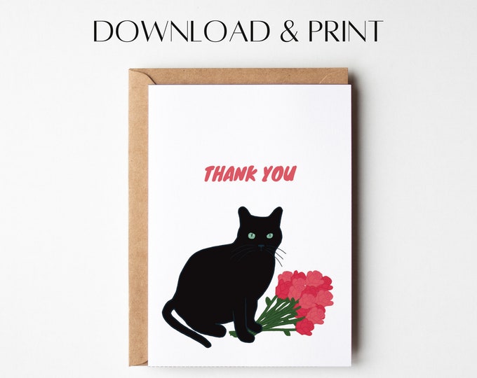 Cat Thank You Card Printable, Veterinary Printable Thank You Card With ...