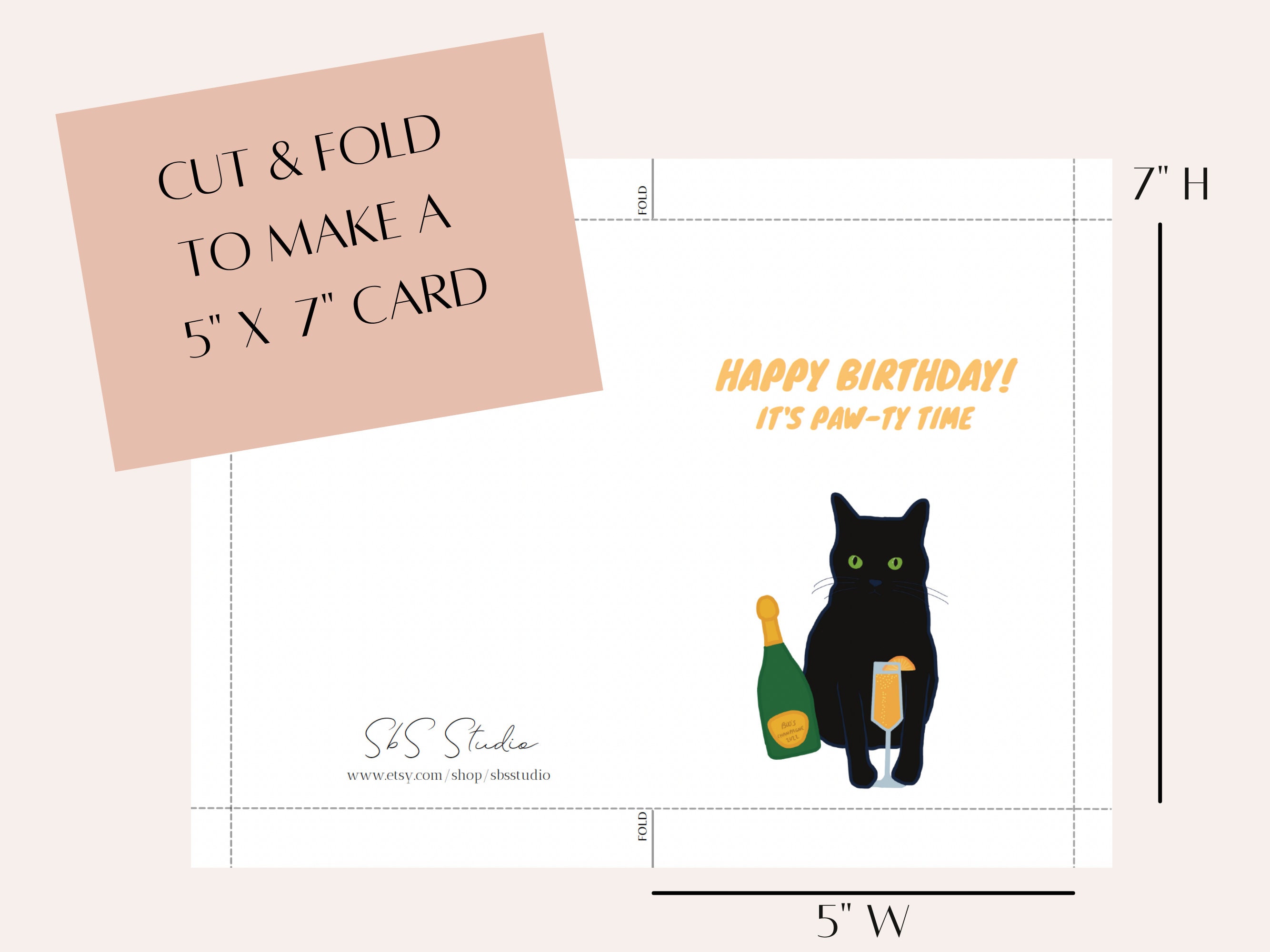 Cat Birthday Card | Printable Birthday Card | Funny Birthday Card ...