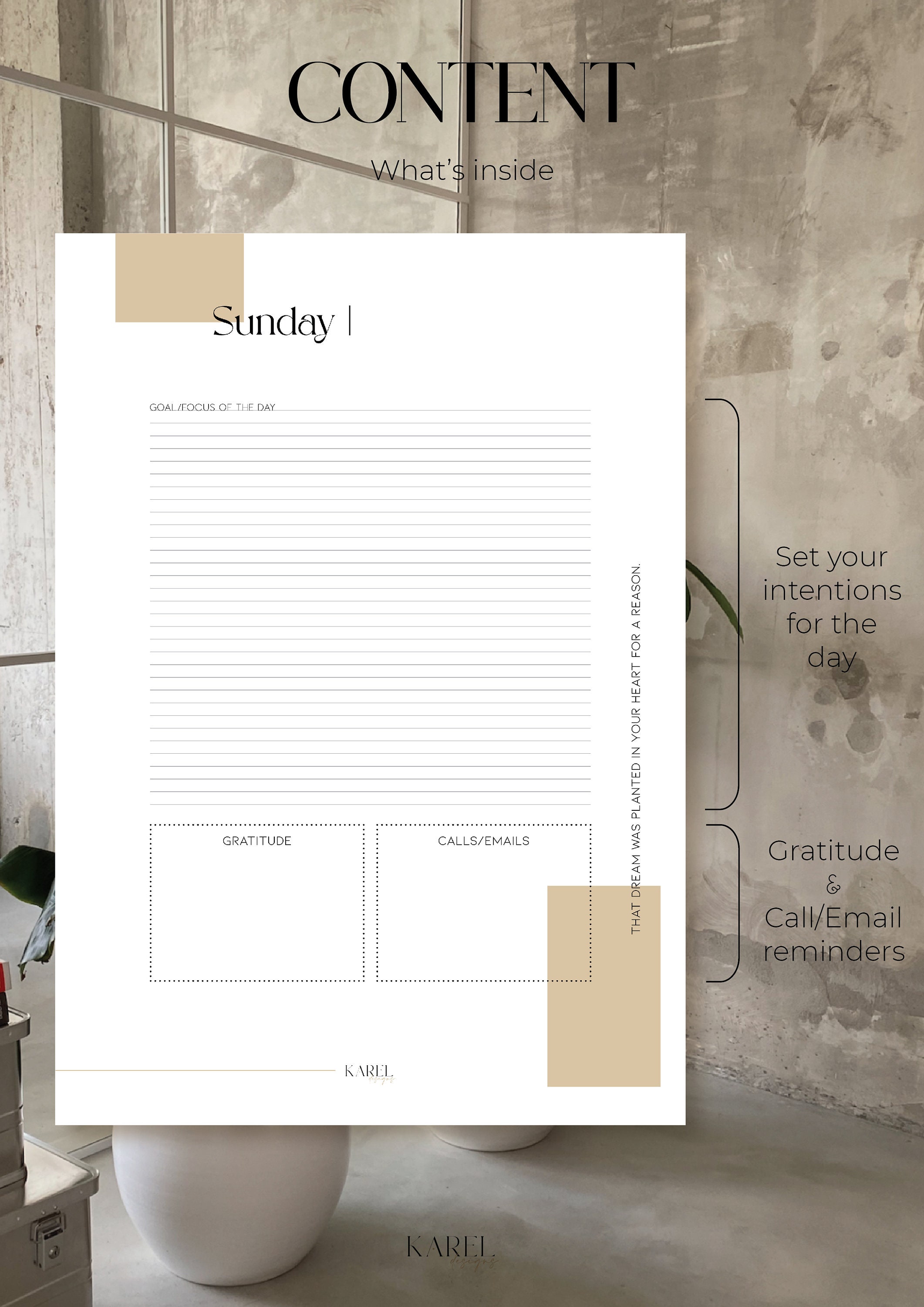 Daily Planner Printable, Aesthetic Planner, A4, A5, Letter, Half Letter ...