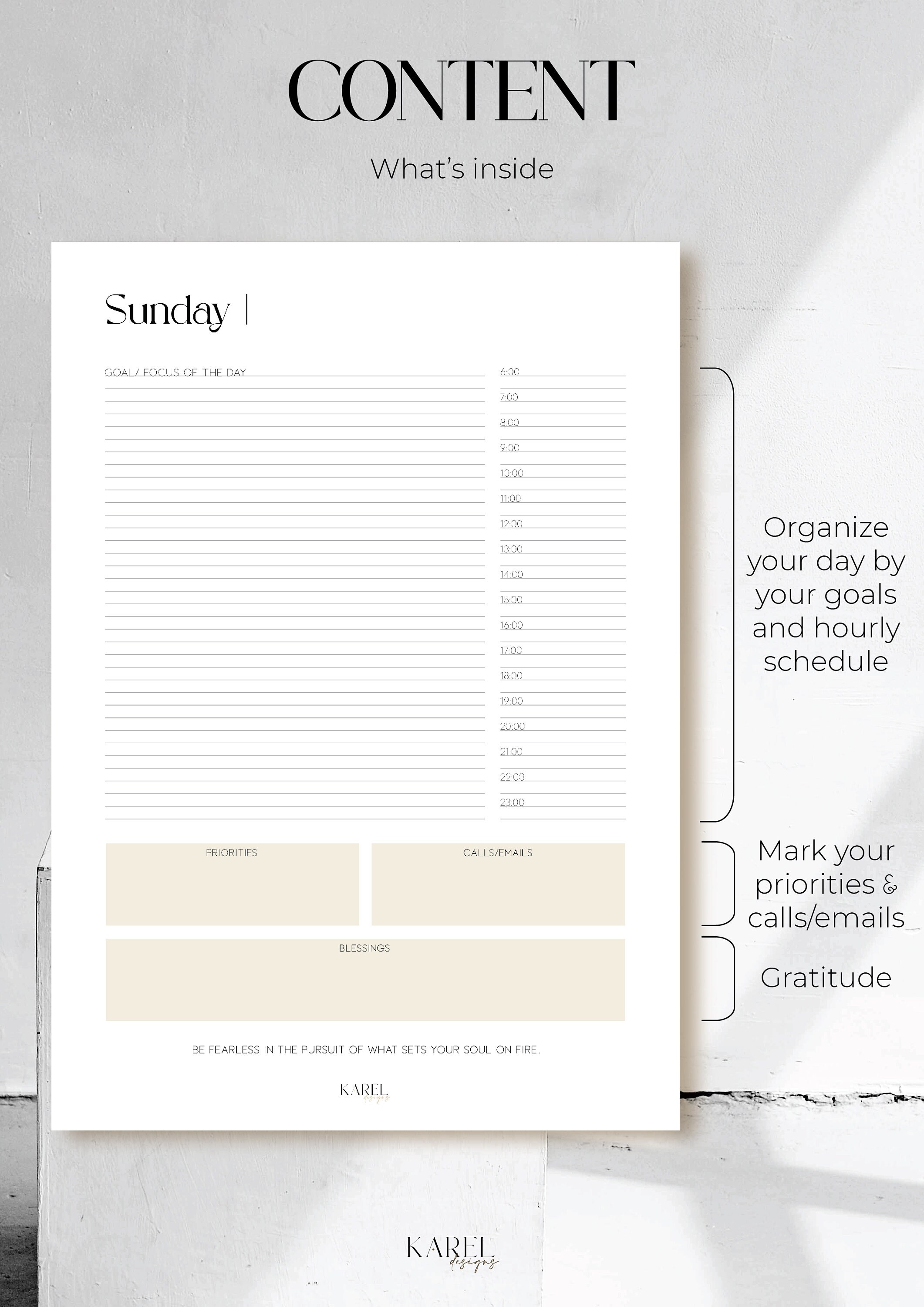 Daily Planner Printable, Aesthetic Planner, A4, A5, Letter, Half Letter ...