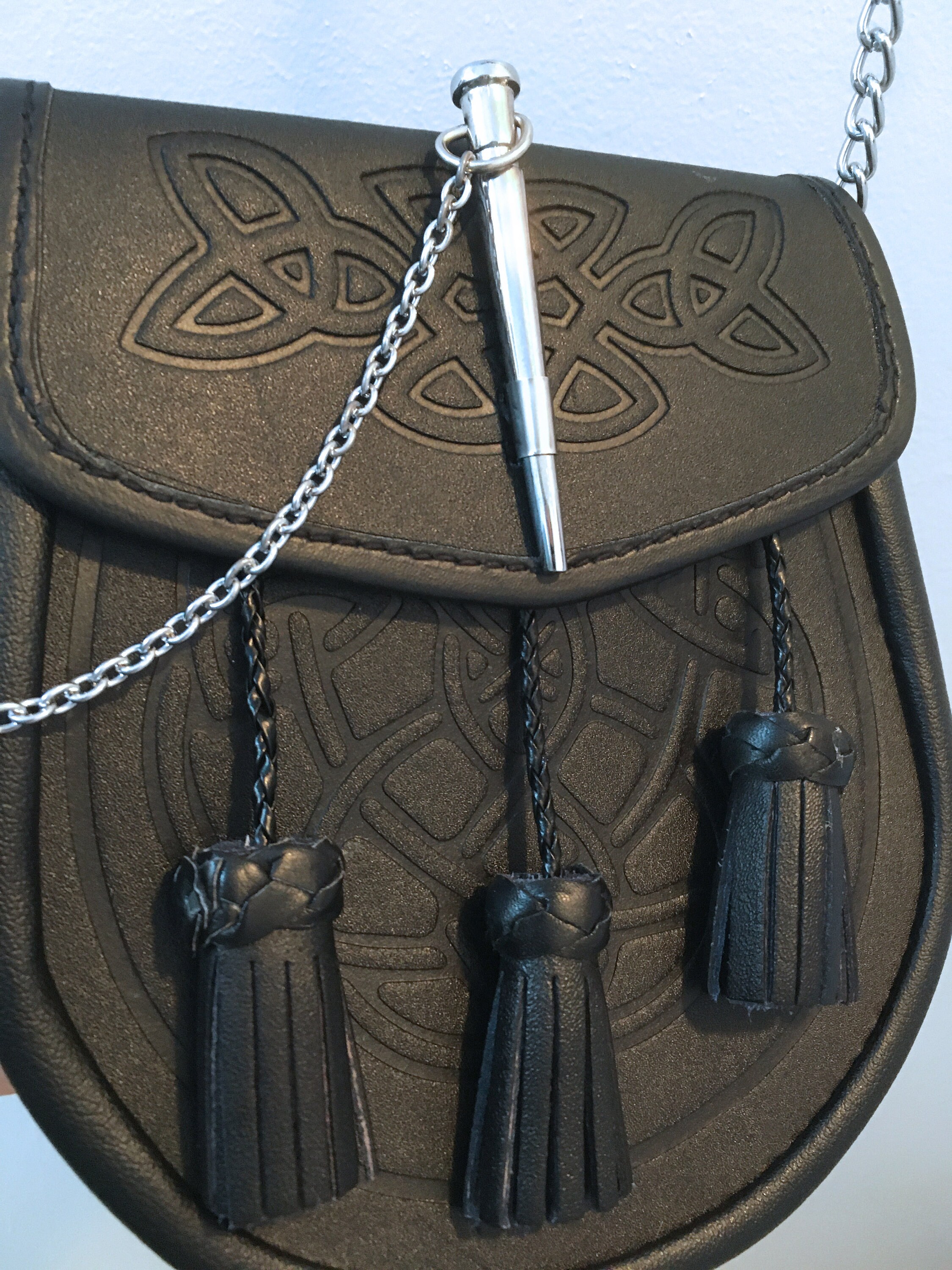 Scottish Black Celtic Embossed Leather Purse With Pin Lock - Etsy