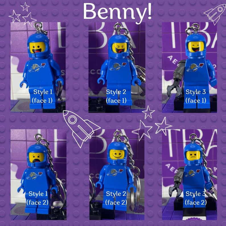 Benny astronaut Blue Suit Minifigure Keychain - Etsy