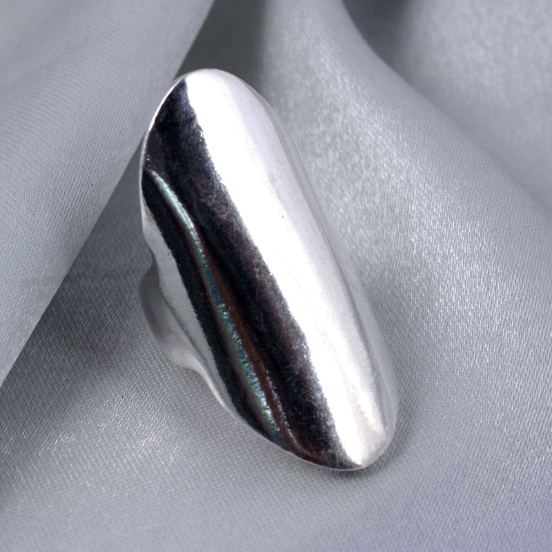 Long Silver Ring - Etsy