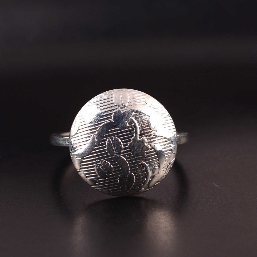 925 Sterling Silver Disk Ring, Modern Disc Ring, Handmade Circle Disk ...