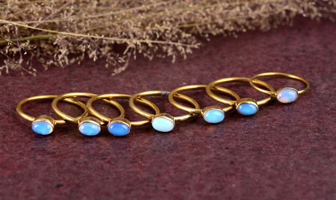 Natural Milky Opalite Ring, Milky Opalite Gemstone Ring, Gold Plated ...
