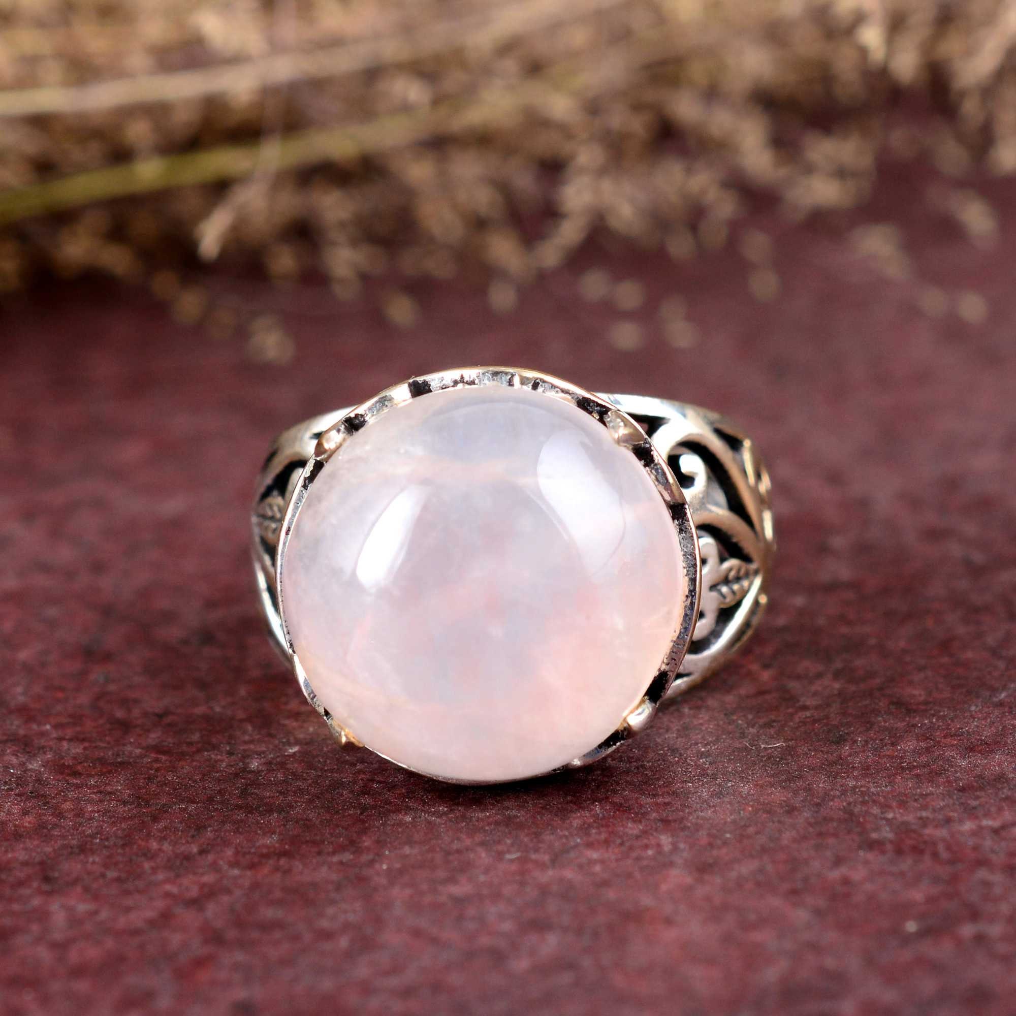Rose Quartz Gemstone Ring, Natural Rose Quartz Ring, Open Designer ...