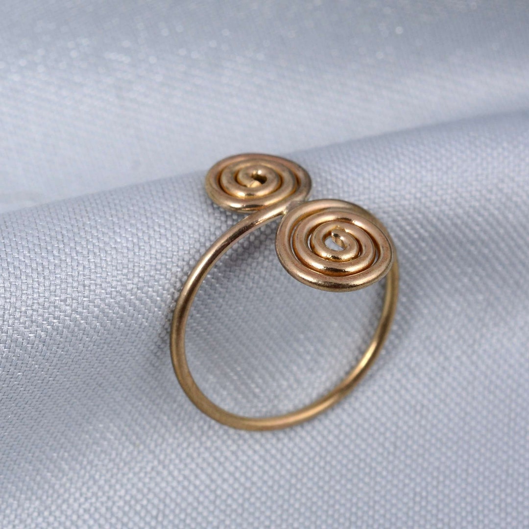 Double Coil Spiral Ring Spiral Gold Ring Handmade Dainty God - Etsy