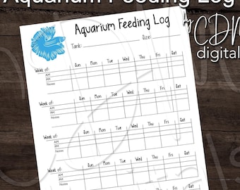 PRINTABLE Aquarium Maintenance Log Sheet, Fish Tank Journal, Letter ...